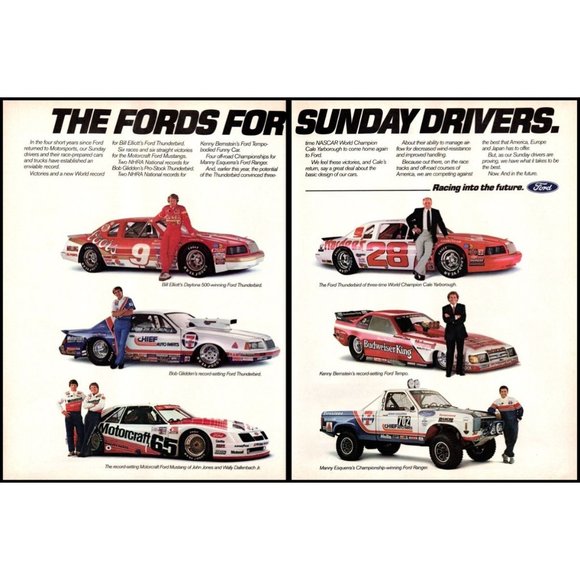 Ford | Art | 985 Ford Racing Cars And Truck Lineup 2 Page Vintage Print ...